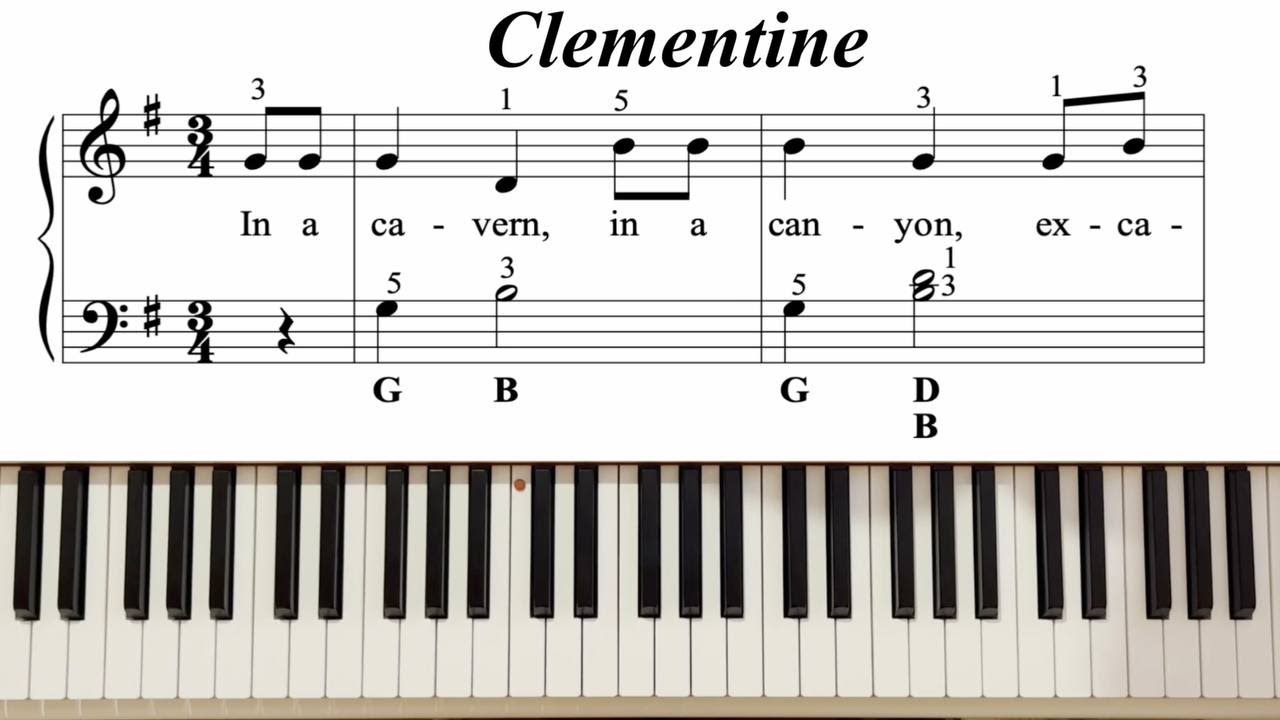 Clementine - Piano Tutorial - Sheet music - YouTube