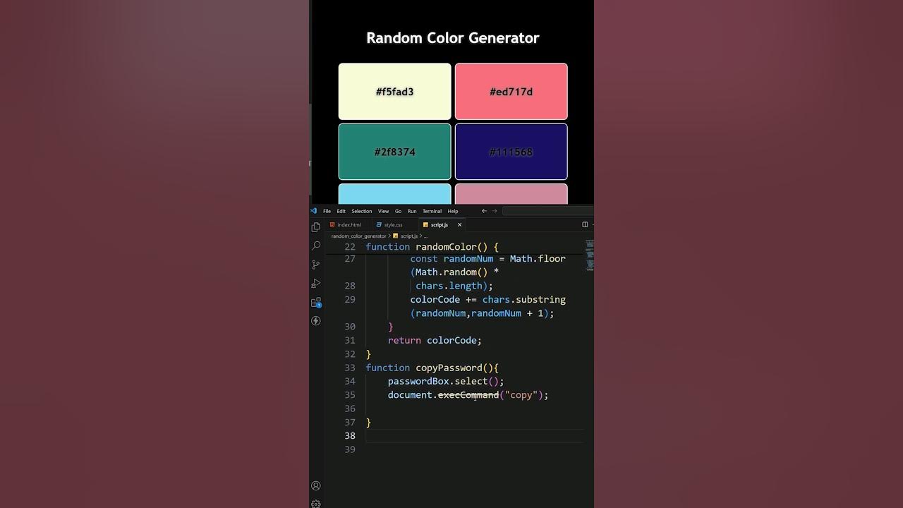 Random Color Generator Using Only Html Css And Javascript Coding Miniproject Youtube