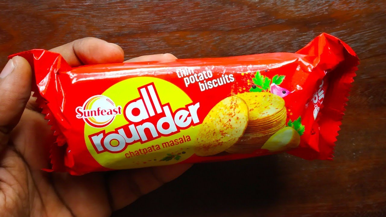 Sunfeast all rounder thin potato biscuits chatpata masala unpacking and review - YouTube