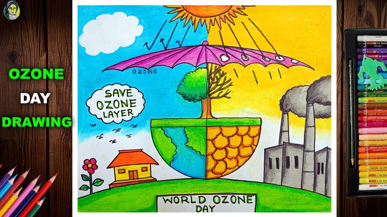 World Ozone Day Drawing Easy | Save Ozone Layer Poster Drawing | How To ...