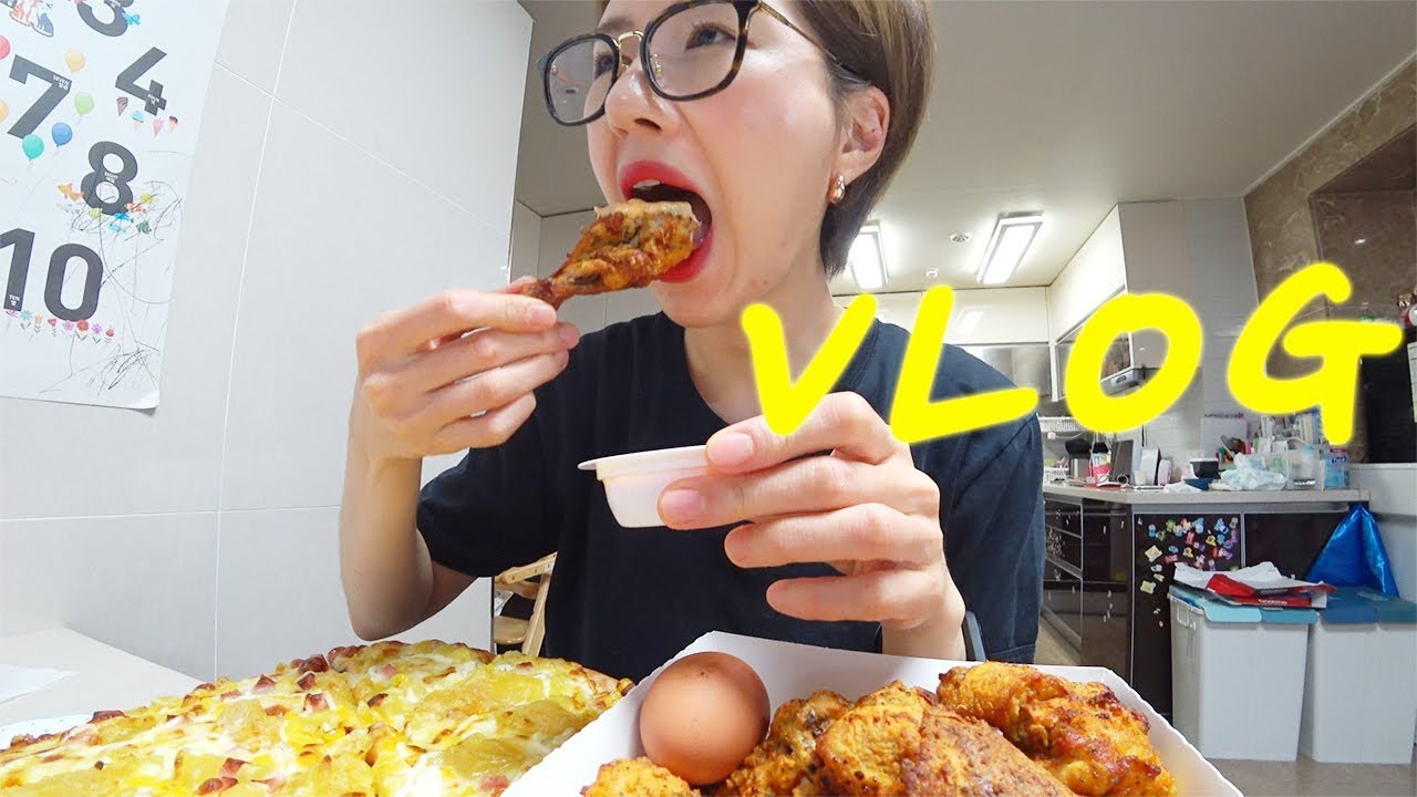 먹방 브이로그 Vlog 엽떡 쟝블랑제리 맘모스빵 단팥빵 초코범벅 옛날경양식집 에펠탑 돈까스 9872커피숍 삼겹살 굽네치킨 고추바사삭 하겐다즈 마켓오브라우니 Tmi주의