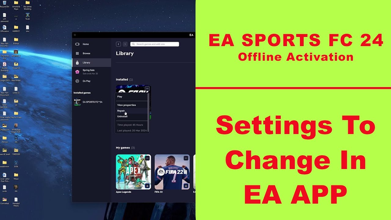 EA SPORTS FC 24 Offline Activation | Settings To Change In Origin - YouTube