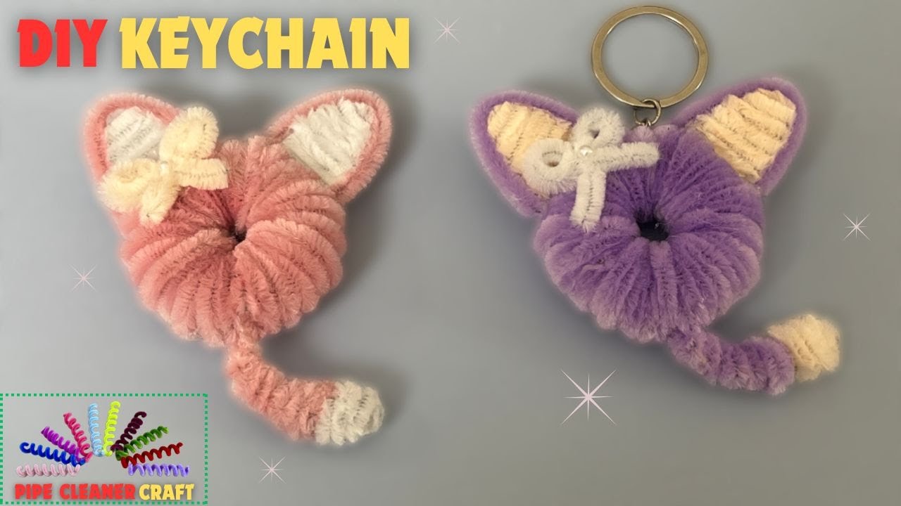 🐯Pipe Cleaner Craft🐯How to make a Simple but Beautiful Keychain I Make ...