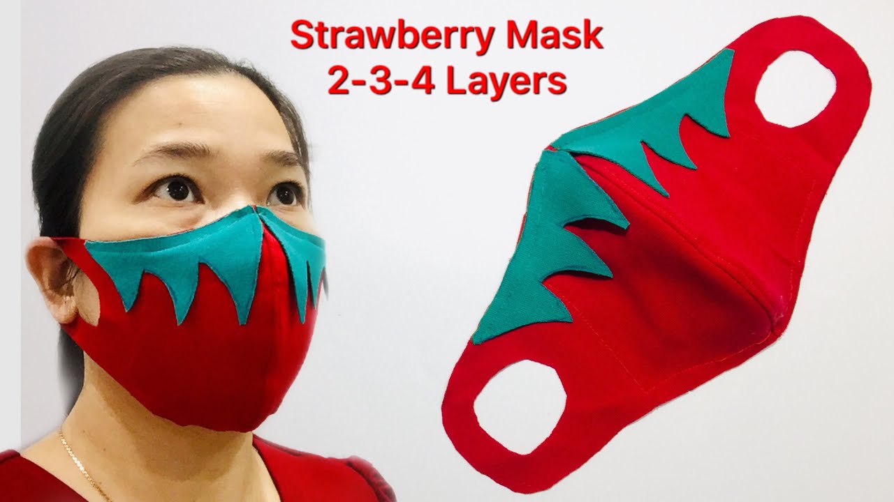 🔥🔥🔥 STRAWBERRY MASK: 2 LAYERS (3 - 4 layers), no elastic, no touch nose ...