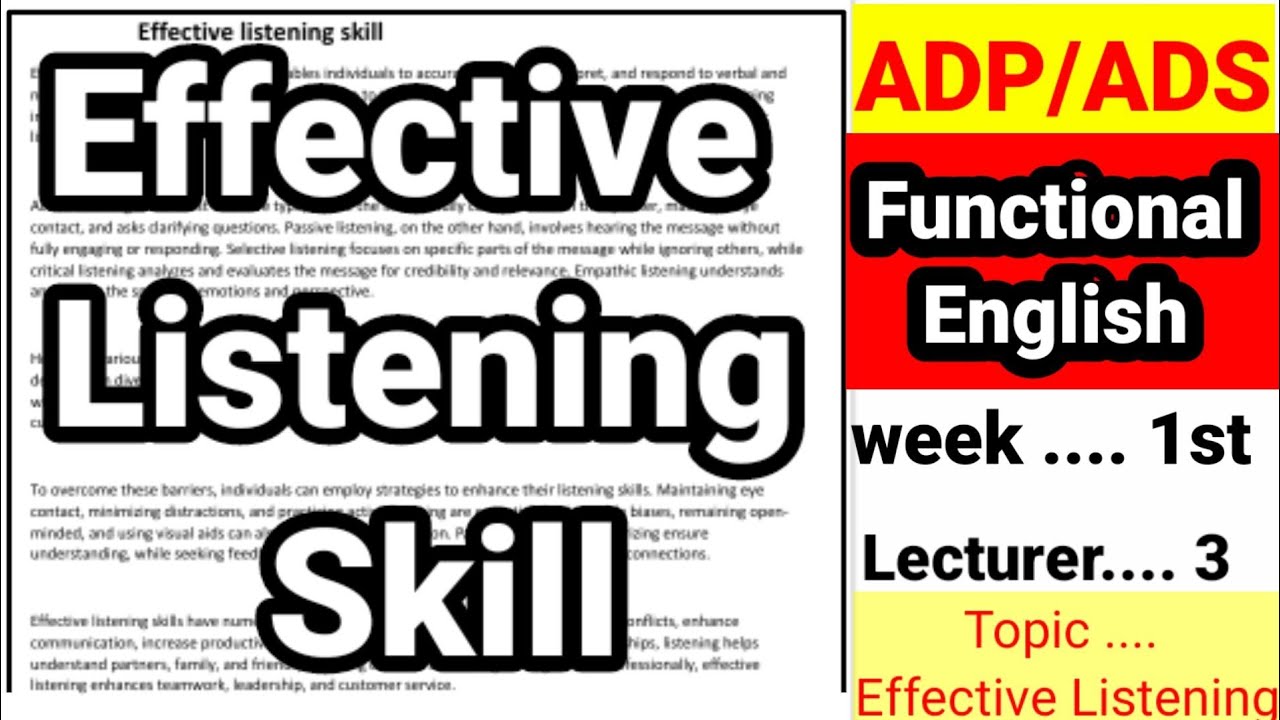 effective listening skill for adp,ads functional English week first ...