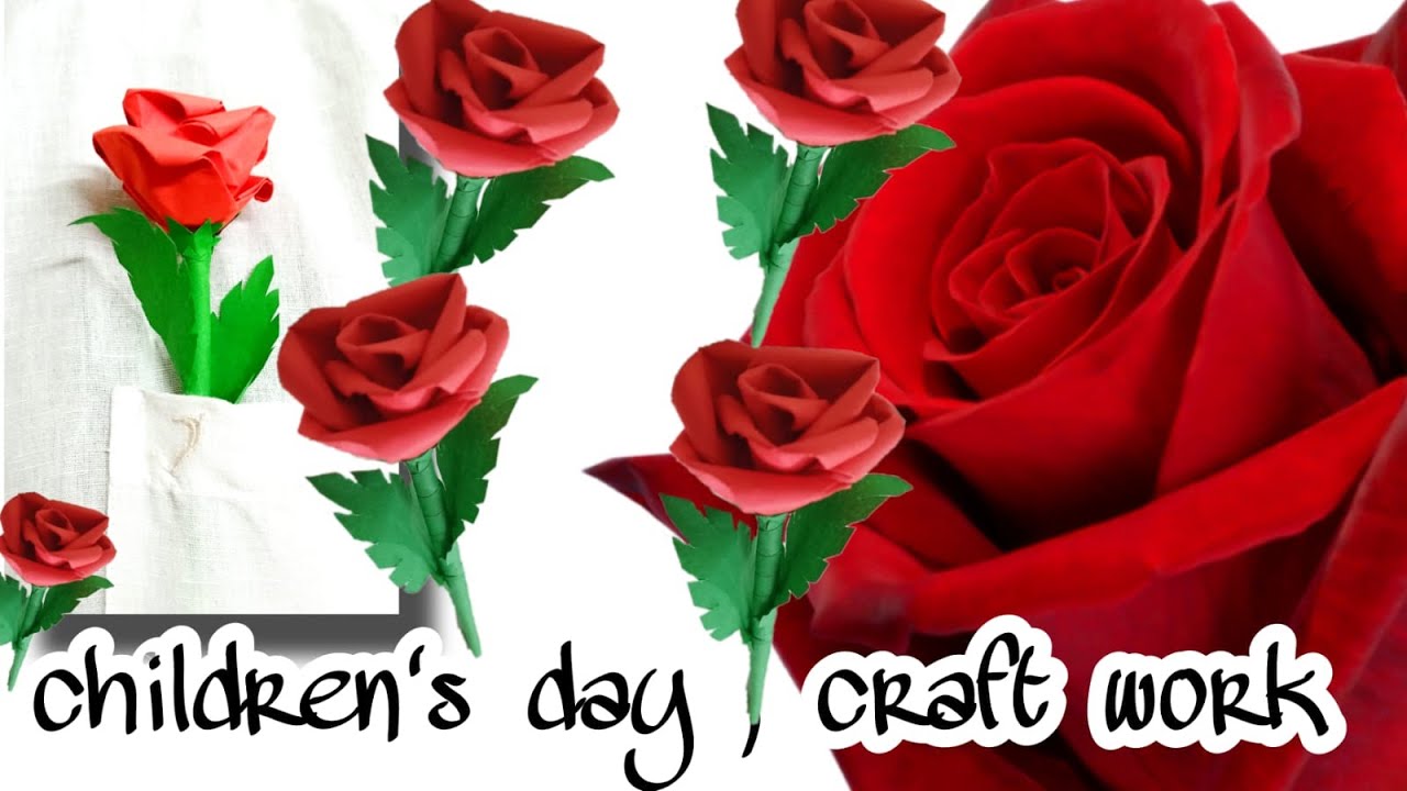 Paper rose making | children's day rose flower making | craft ideas ...
