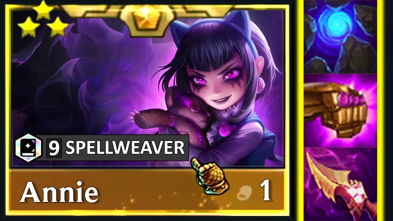 The STRONGEST 1 cost unit in TFT history! ⭐⭐⭐ 9 Spellweaver Emo Annie ...