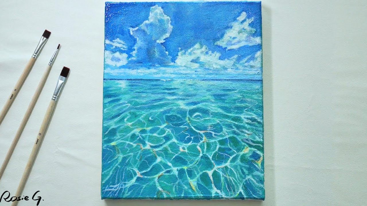 Textured Ocean Painting with Quartz Sand | Step-by-Step Acrylic tutorial 🌊石英砂で描く海 | アクリル画チュートリアル ...