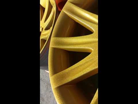 Custom gold powder coated wheel - YouTube