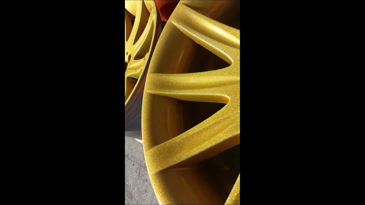 Custom gold powder coated wheel - YouTube