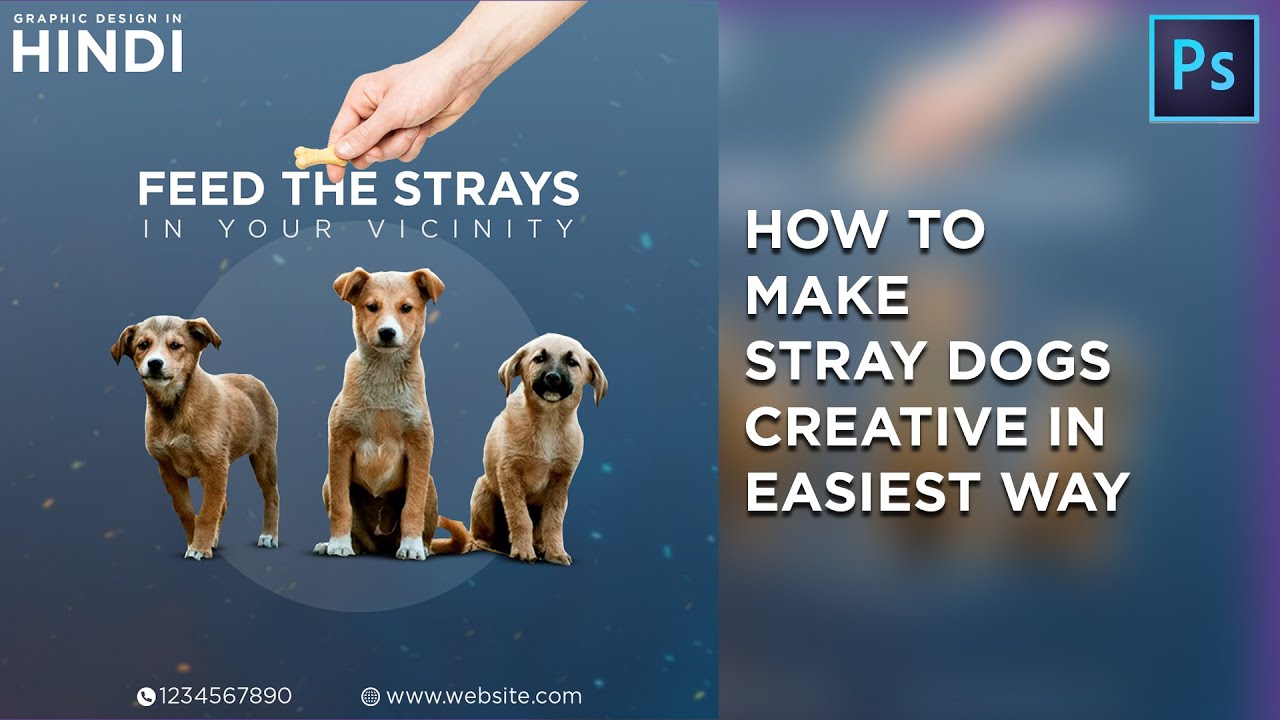How to make stray dogs creative in easiest way in photoshop - YouTube