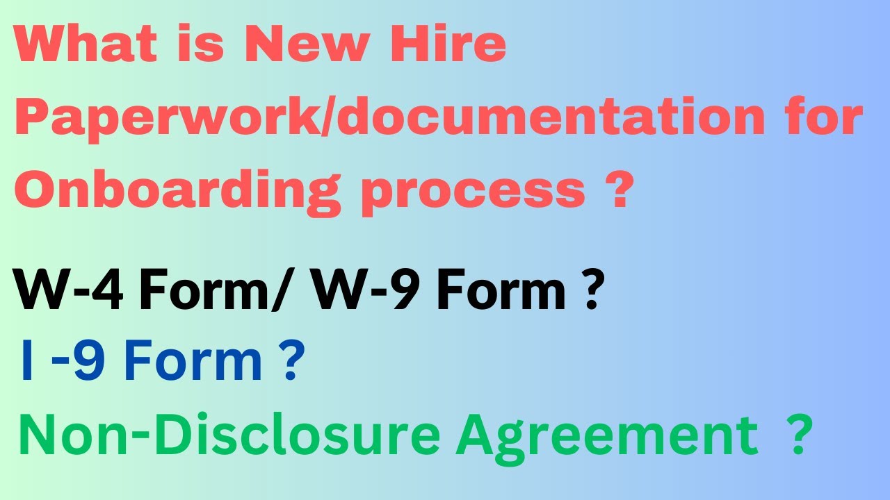 New Hire Paperwork/documentation in the US Staffing for the Onboarding ...