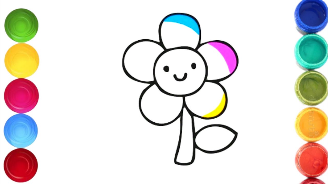 How to Draw a Cute Flower Drawing and Coloring | Drawing Simple ...