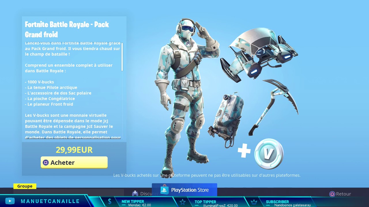 NOUVEAU PACK FORTNITE DISPONIBLE DANS LA BOUTIQUE !! PACK GRAND FROID ...