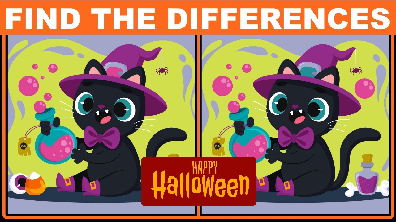 Kids games - Halloween - Can you find the 4 differences game - YouTube
