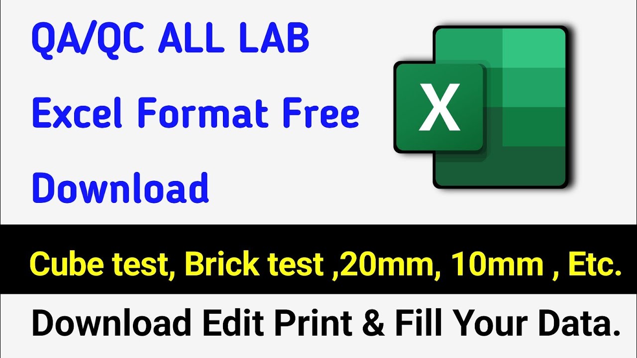QA/QC All Lab format free download Excel file || Format of 20mm, 10mm ...