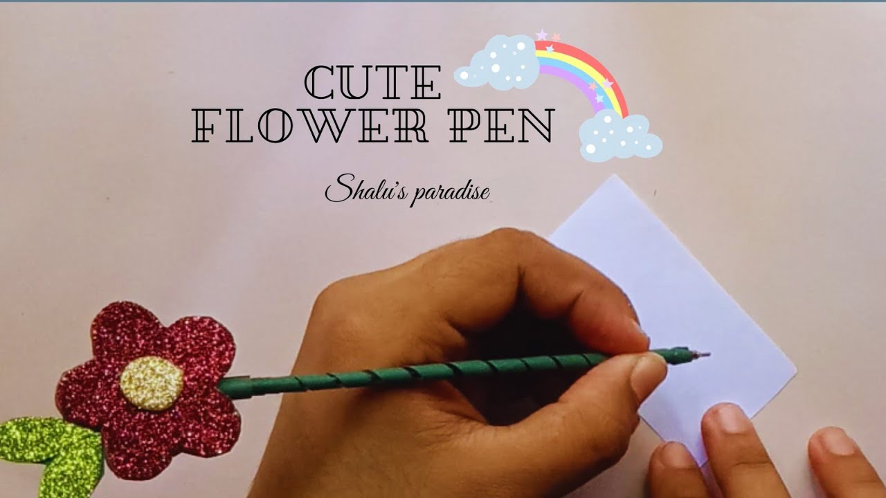 PEN DIY / Cute flower pen / Easy homemade pen / stationary hack - YouTube