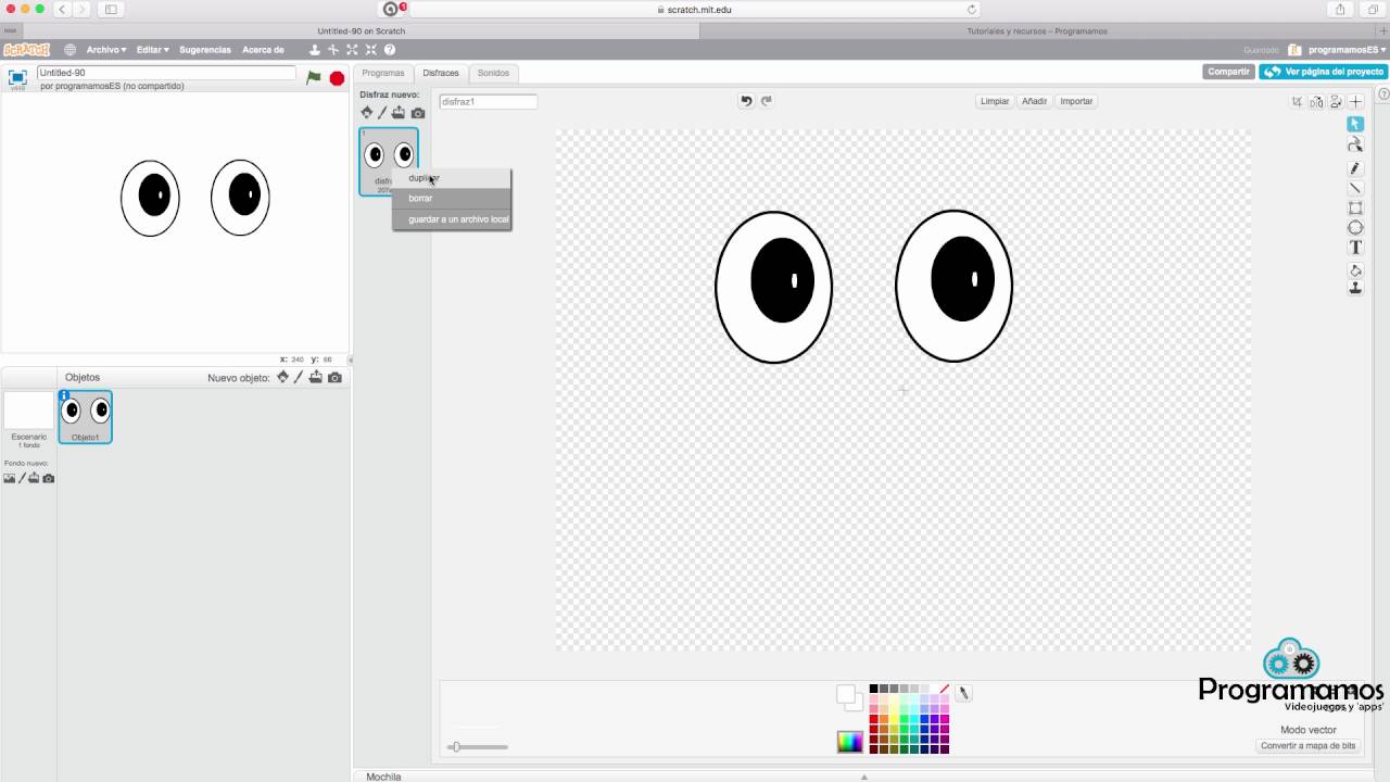 Dibujar y animar ojos con Scratch - YouTube
