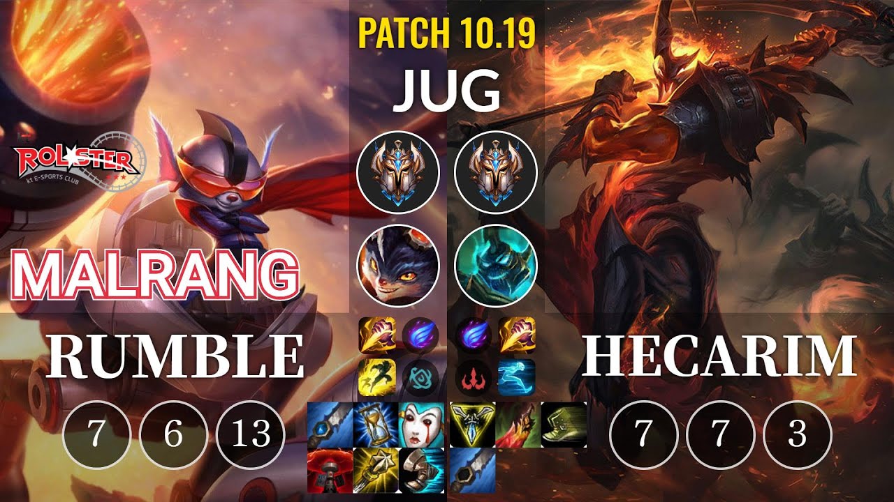 KT Malrang Rumble vs Hecarim Jungle - KR Patch 10.19 - YouTube