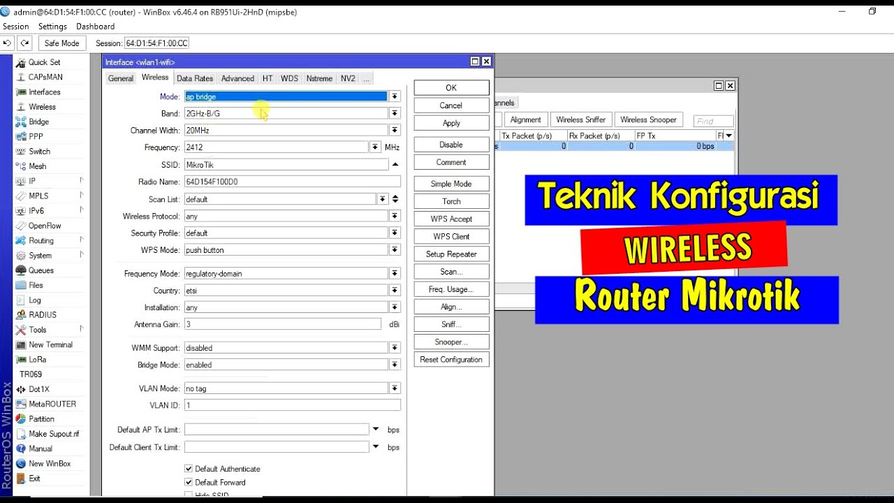 Cara konfigurasi Wireless pada Router Mikrotik RB951Ui-2HnD - YouTube