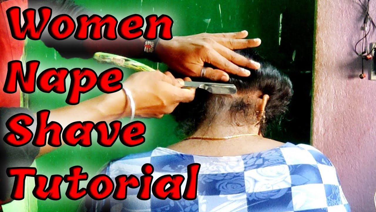 Women Nape Shave Undercut // Female Nape Undercut // India Housewife ...