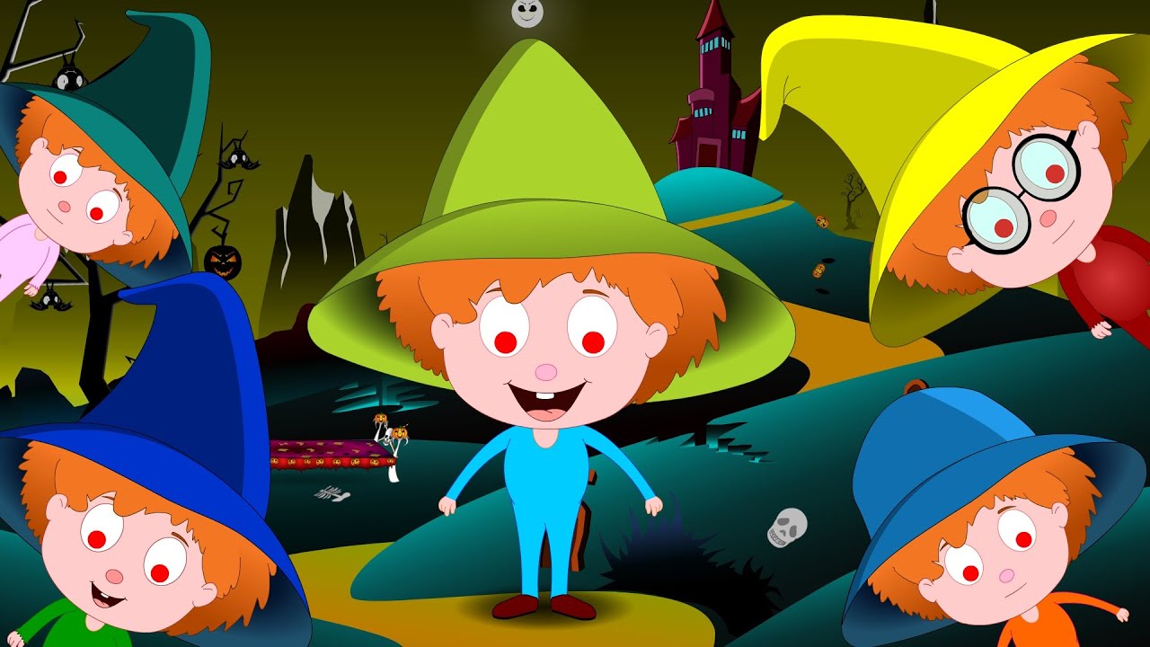 Five Little Witches | Halloween Nursery Rhymes for Children | Little ...