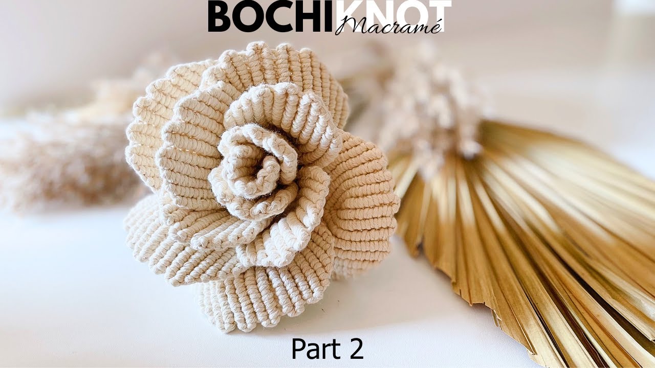 How to Create a 3D Macrame Rose Flower With a Stem | Part 2 of 2 - YouTube
