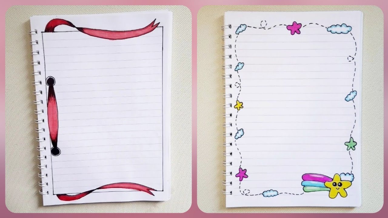 تزيين الدفاتر كيوت تزيين الدفتر رسومات لتزيين الدفاتر Easy Notebook Border Design Youtube
