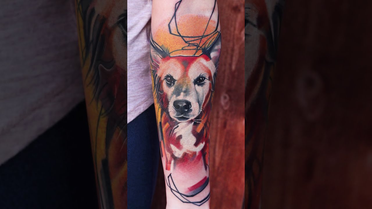 Watercolor Dog Tattoo