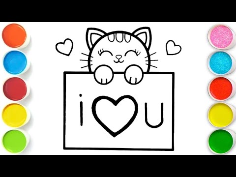 How to drow easy step cute kitty drowing coloring for kids - YouTube