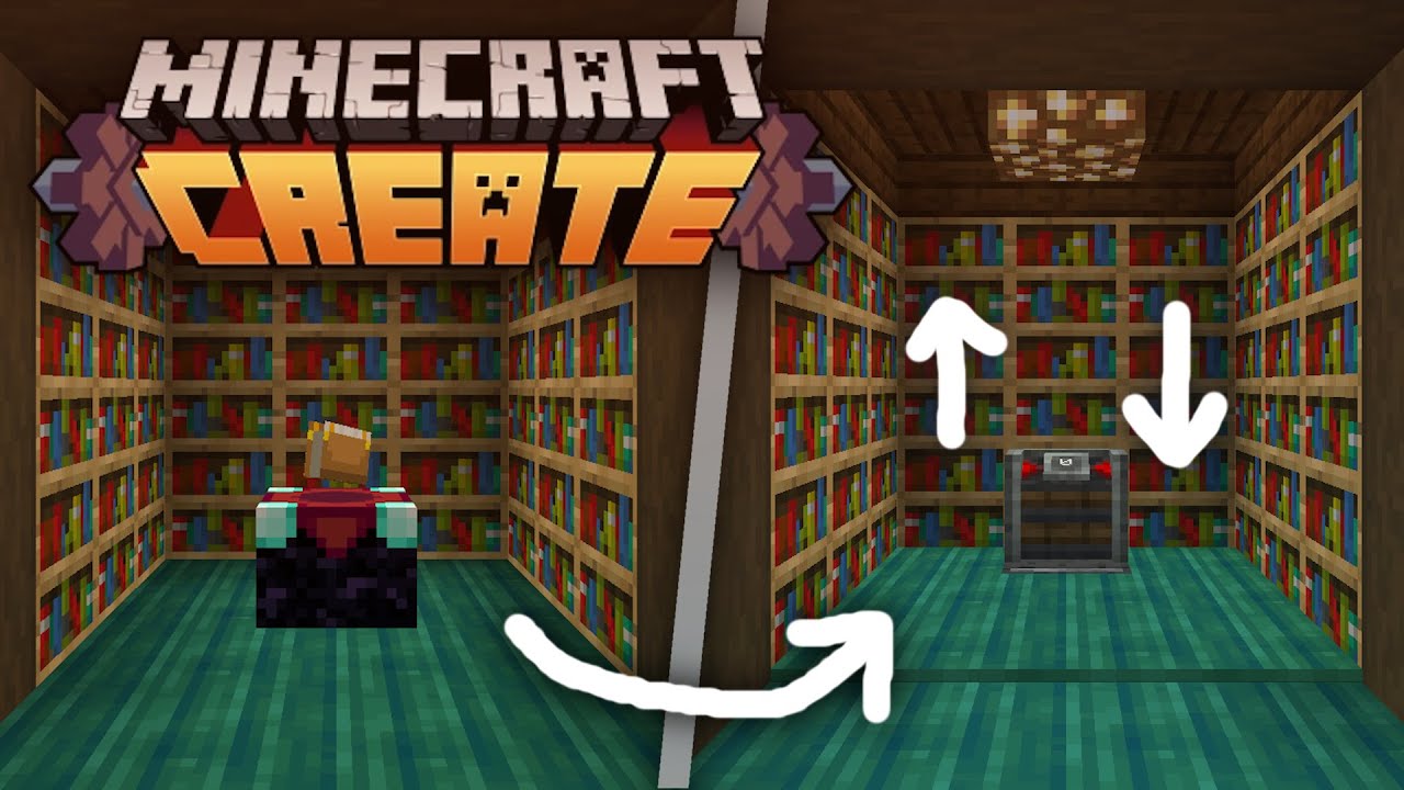 Elevator Hidden in Converting Enchanting Room! - Minecraft Create Mod ...