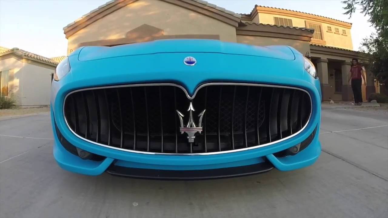 My Friend wraps his Maserati Granturismo Blue! Static Wraps! Exhaust ...