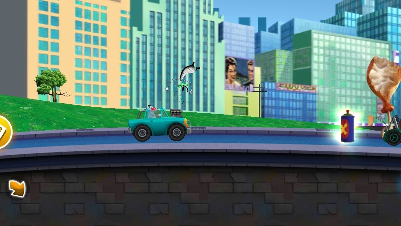 Oggy and the cockroaches car racing game - YouTube