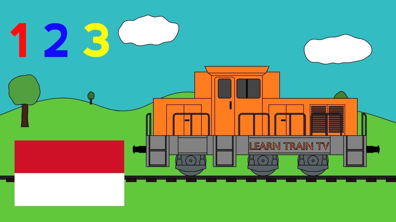 Belajar berhitung angka 1-10 bersama kereta api bahasa Indonesia - YouTube