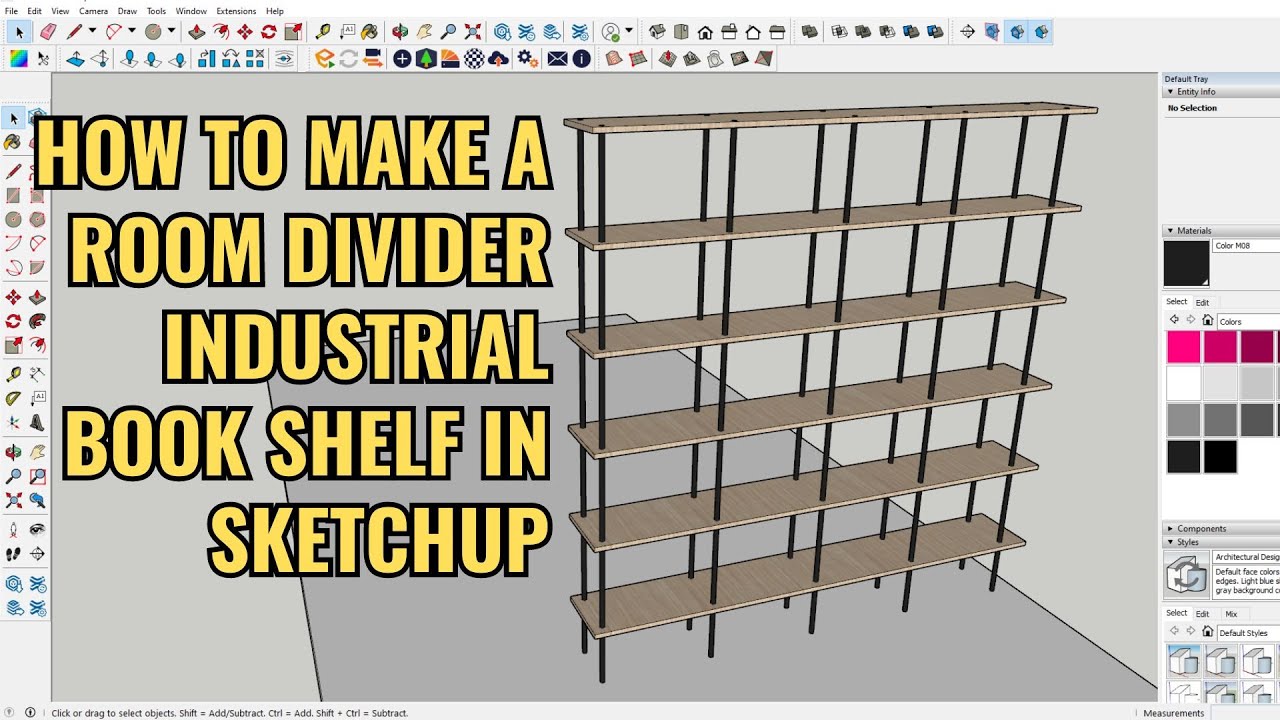 HOW TO MAKE A ROOM DIVIDER INDUSTRIAL BOOK SHELF IN SKETCHUP - YouTube