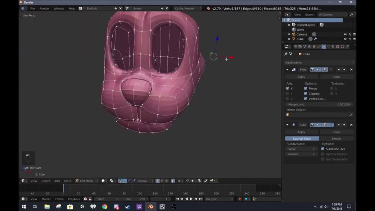 Blender Commission Timelapse | Head Mesh modeling - YouTube