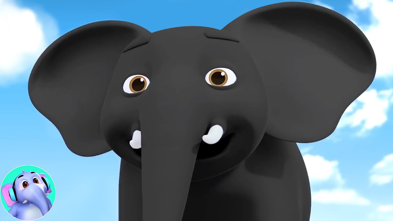 Ek Mota Hathi in Black Colour, Hathi Cartoon, Hindi Rhymes for Children ...