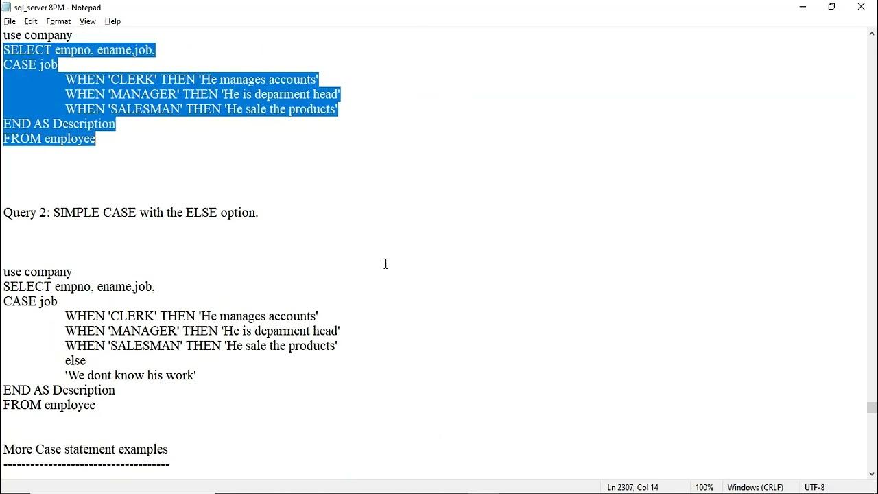 T-SQL Control statements case while break continue goto in SQL server - YouTube