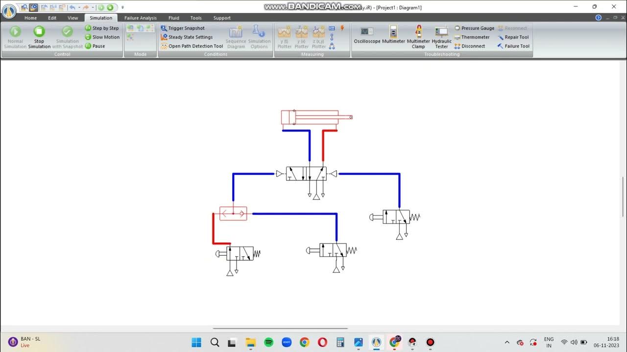 pneumatic using three push button - Automation studio - YouTube