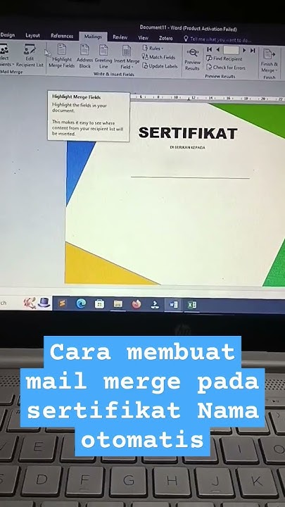 Cara membuat mail merge pada sertifikat nama otomatis muncul - YouTube