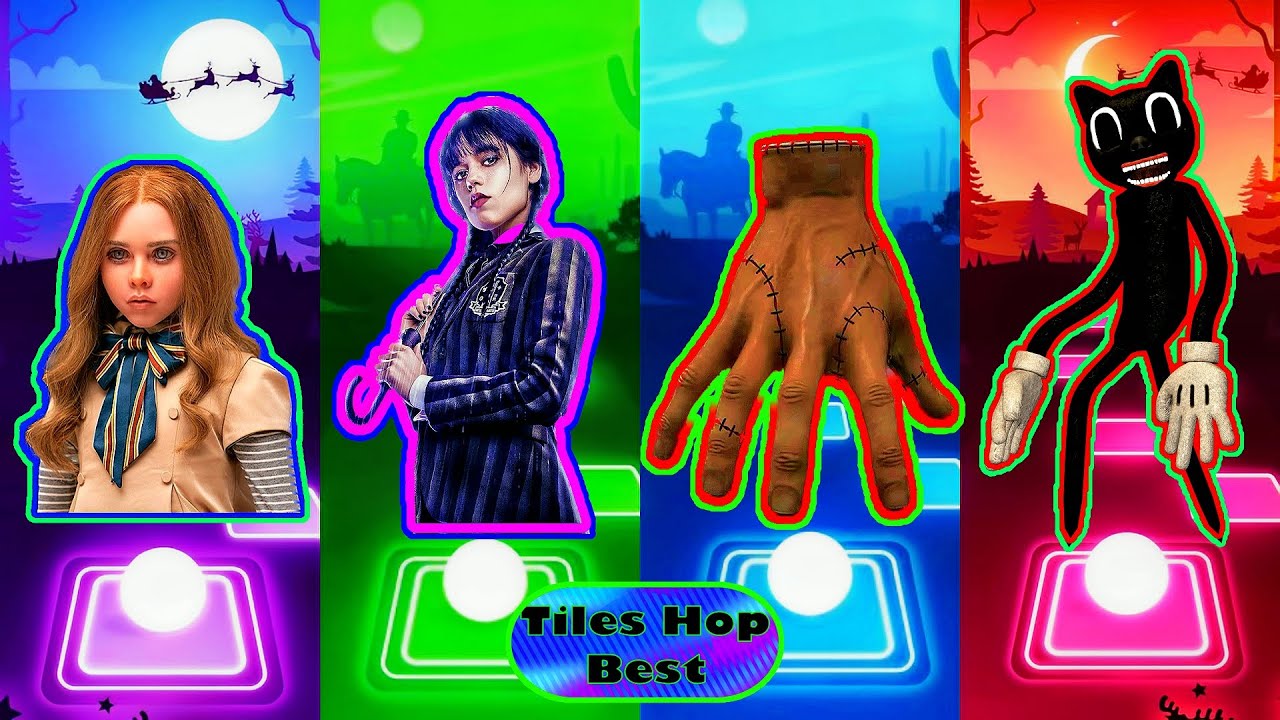 M3gan Megan VS Wednesday Addams VS Thing VS Cartoon Cat | Tiles Hop EDM ...