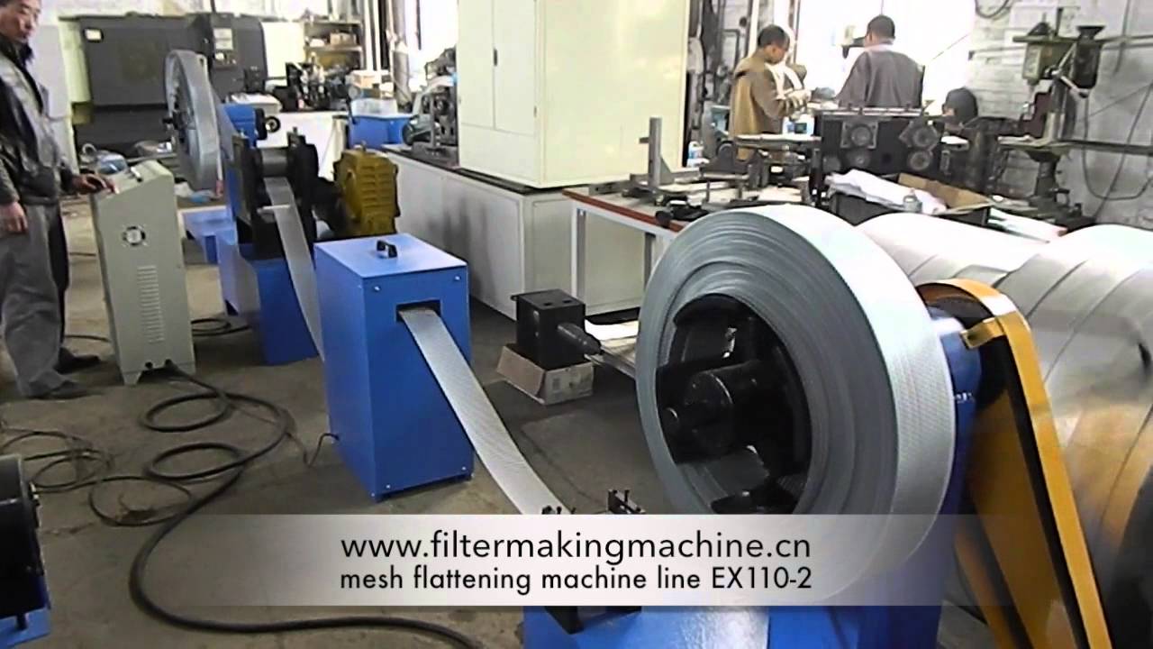 expanded mesh flattening machine line EX110-2 - YouTube