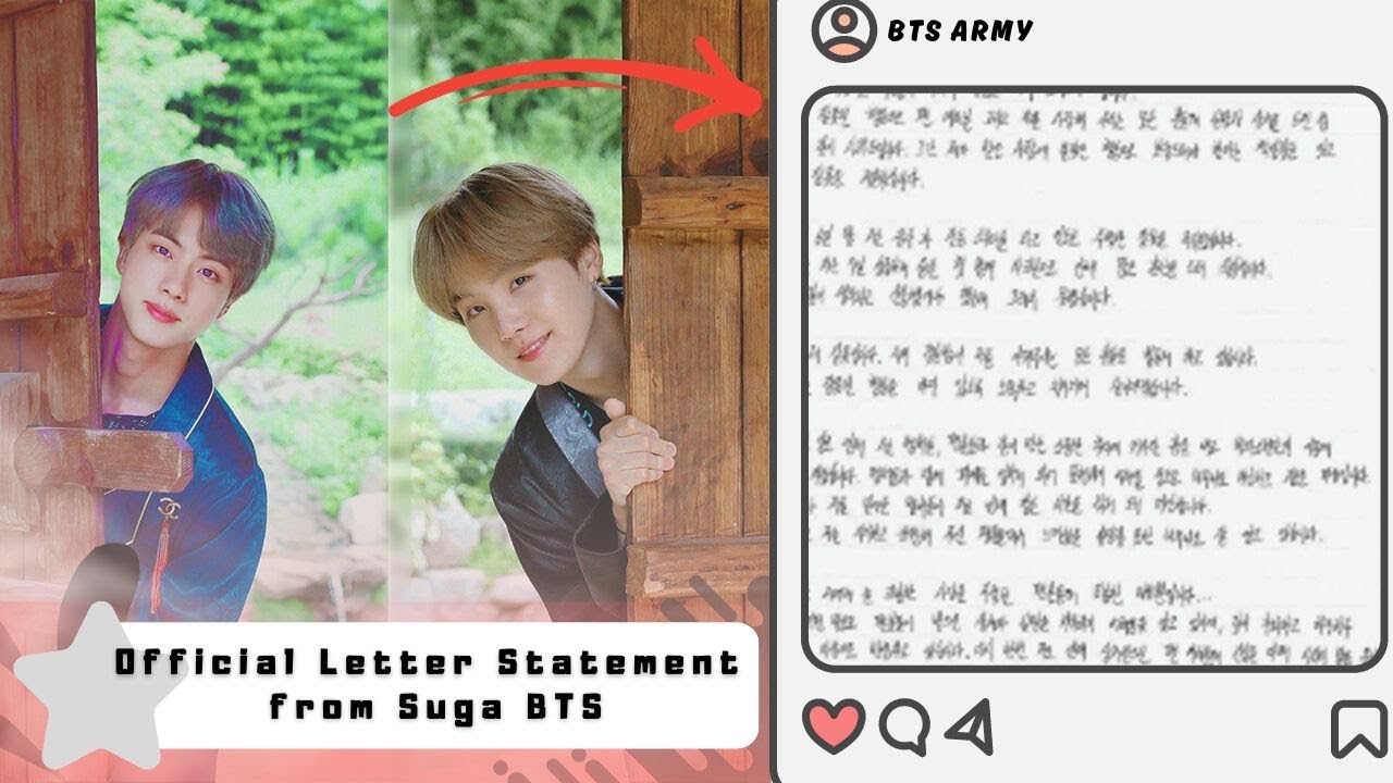 Suga BTS Trending Today!!! Fans are touched by this letter written by ...