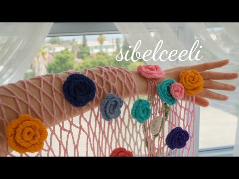 Tığ İşi Gül Motifli Fular / Atkı / Kaşkol Yapımı,Mevsimlik .Adım Adım Kolay Ve  Zarif Model