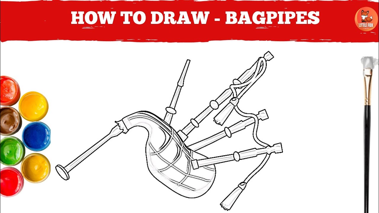 Bagpipes | How to draw Bagpipes easily in Step by step #kids #cartoon # ...