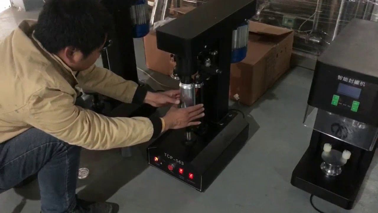 semi auto tabletop can seaming machine - YouTube