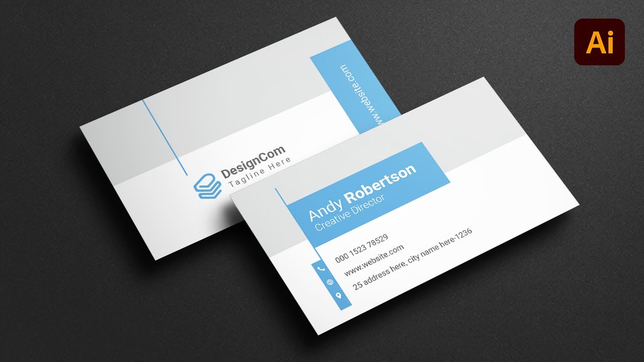 Minimal Business Card Design in Adobe Illustrator - YouTube