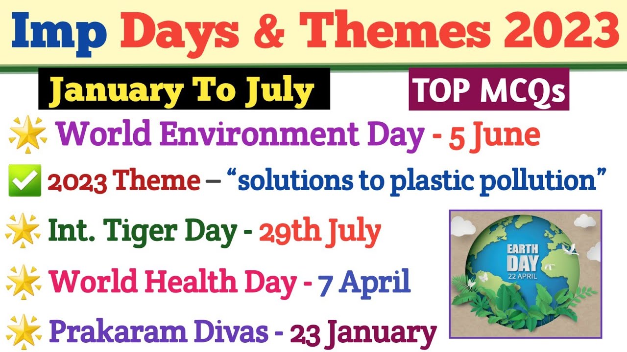 Imp Days & Themes 2023 l Imp Days l Jan 2023 To July 2023 I Current ...