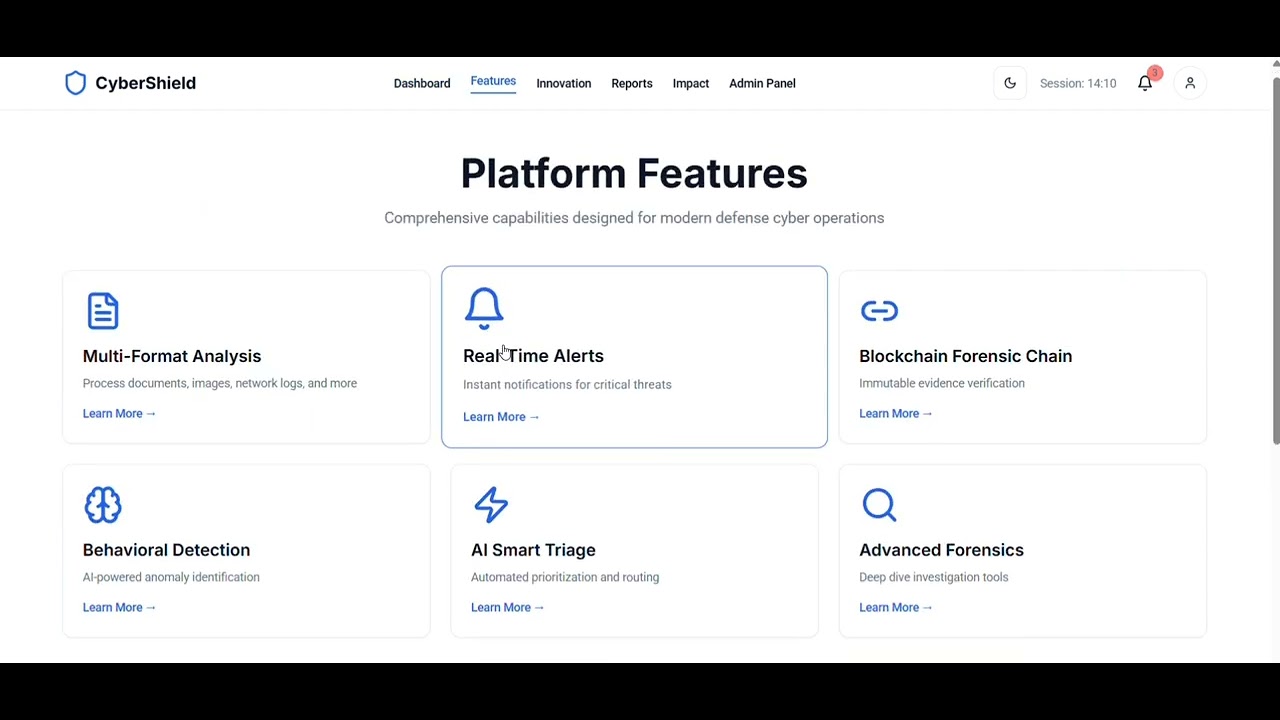 CyberShield Defense Portal | AI Cyber Safety Platform for Defence ...