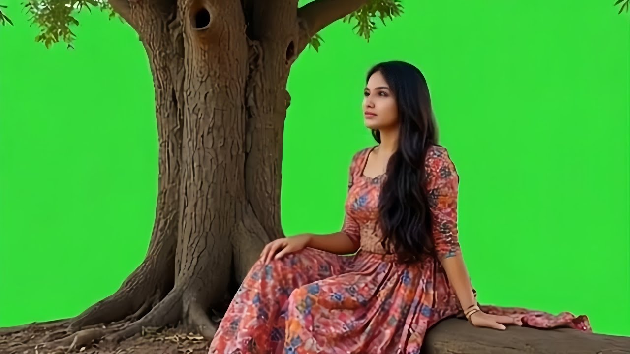 Beautiful young girl sitting green screen | Animated woman green screen ...